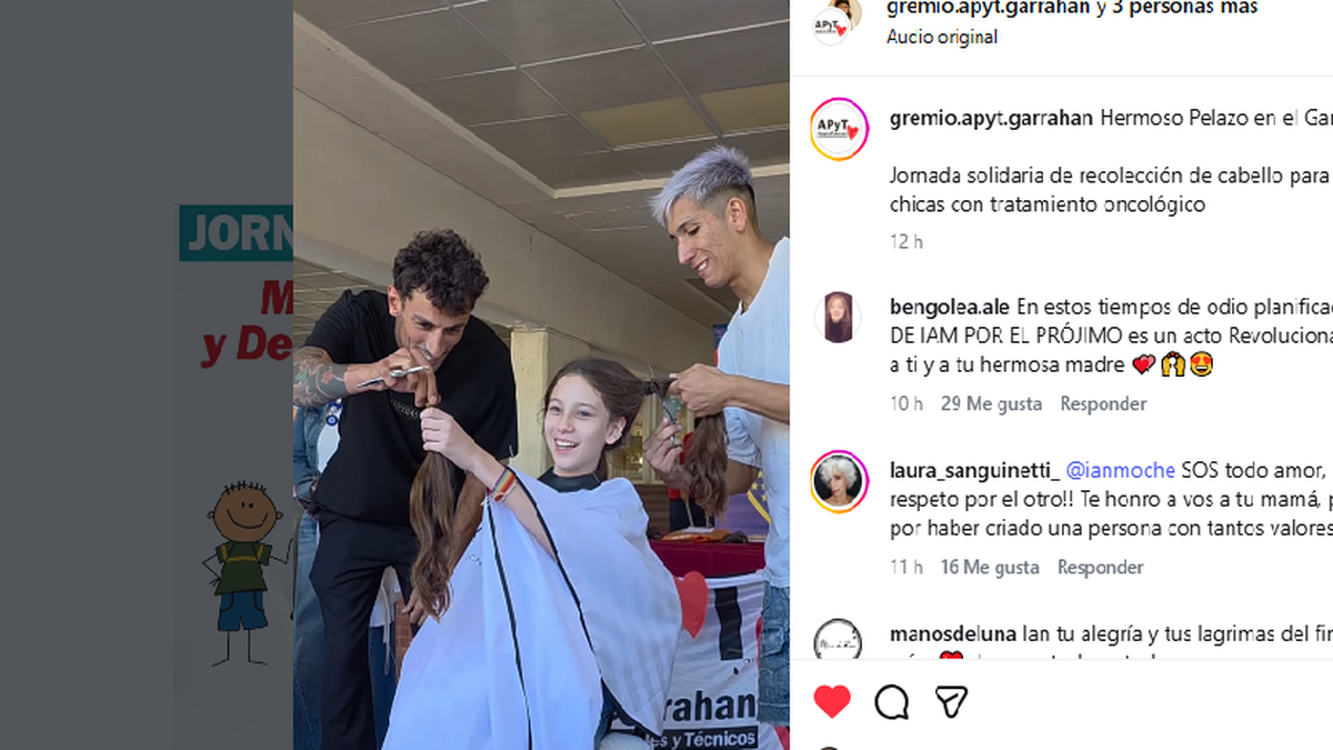 Ian Moche donó su pelo para la confección de pelucas destinadas a niños ...